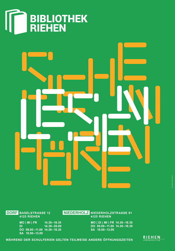 Focus Grafik, Karin Rütsche -> Plakate -> Bibliothek Riehen